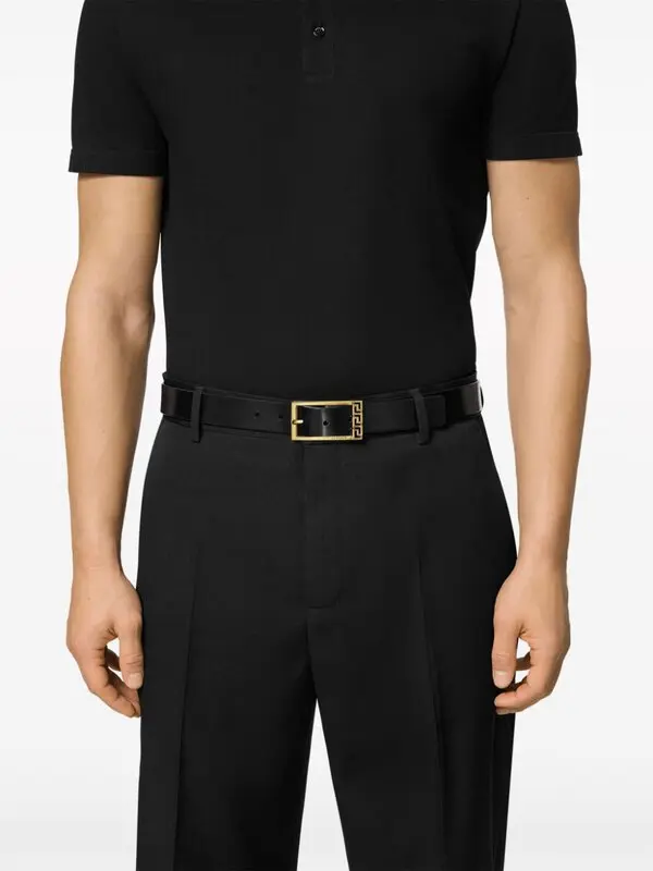 Versace Greca Leather Belt - Black