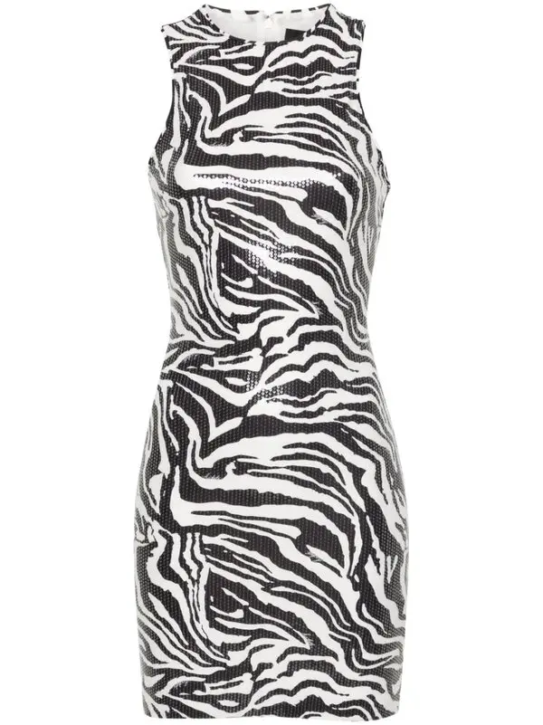 ROTATE BY BIRGER CHRISTENSEN Zebra-print Sequin Embellished Dress