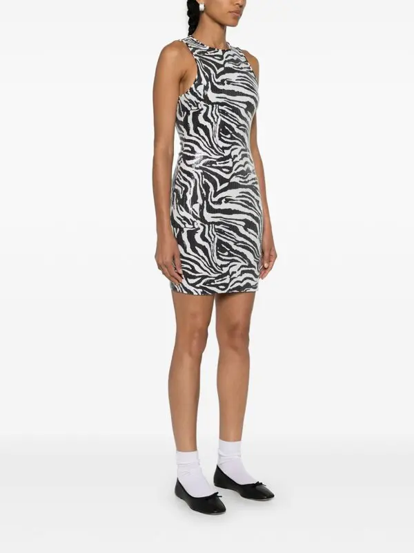ROTATE BY BIRGER CHRISTENSEN Zebra-print Sequin Embellished Dress