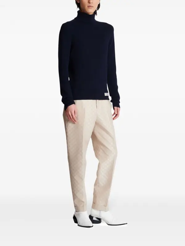 Balmain Logo-tag Merino-wool Jumper - Blue