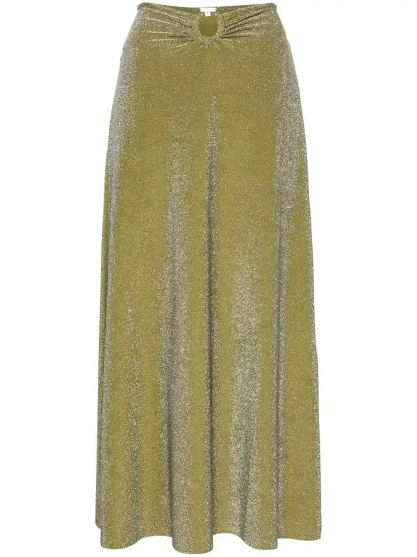 Johanna Ortiz Ring-detail Lurex Midi Skirt - Green