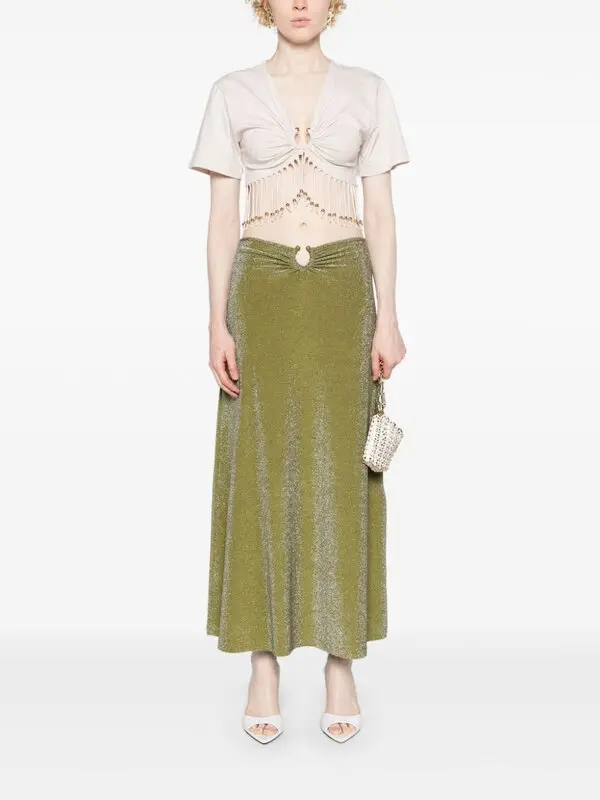 Johanna Ortiz Ring-detail Lurex Midi Skirt - Green