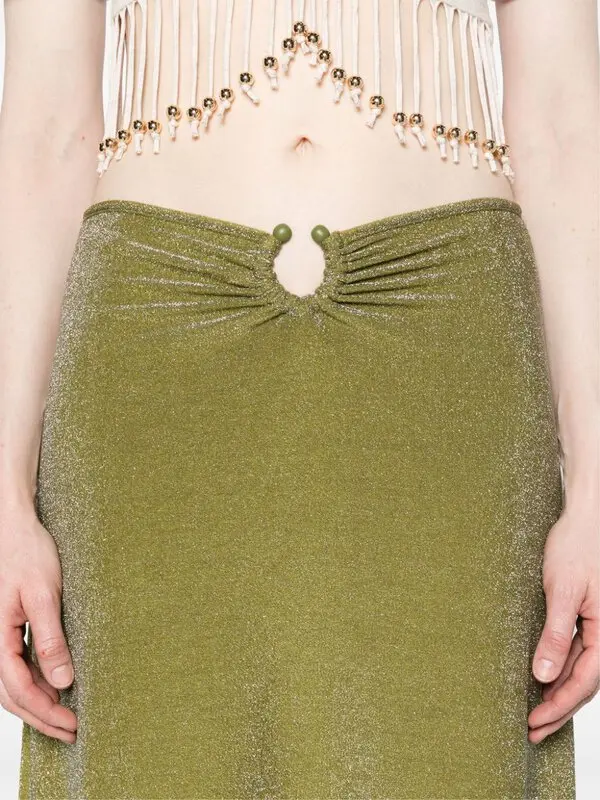Johanna Ortiz Ring-detail Lurex Midi Skirt - Green