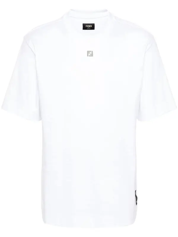 Fendi Ff-plaque Cotton T-shirt - White