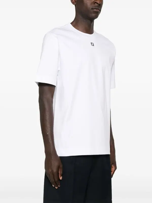 Fendi Ff-plaque Cotton T-shirt - White