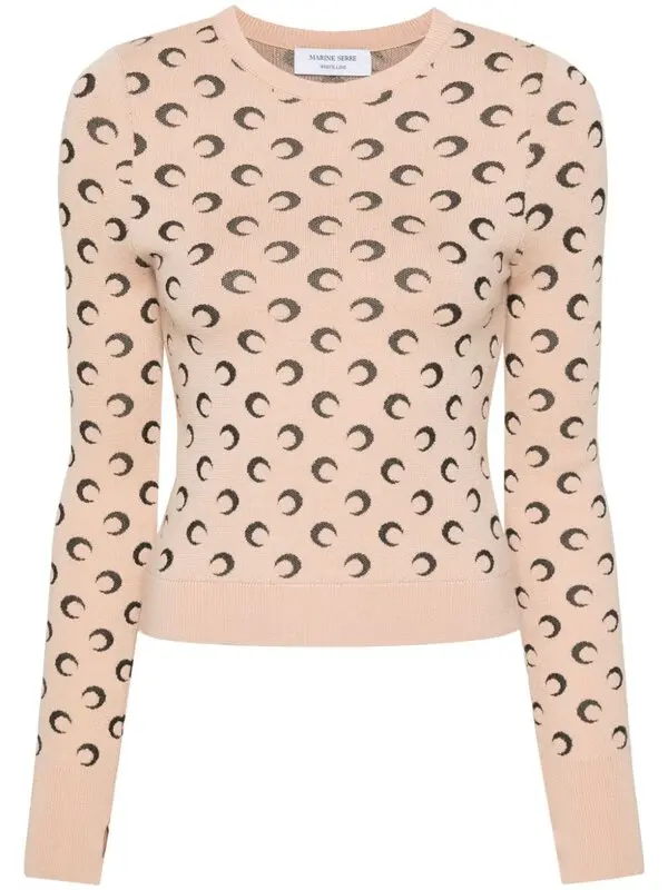 MARINE SERRE Crescent Moon Jacquard Jumper - Neutrals