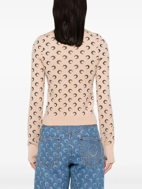 MARINE SERRE Crescent Moon Jacquard Jumper - Neutrals