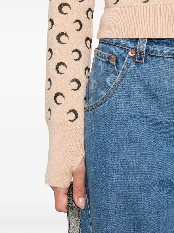 MARINE SERRE Crescent Moon Jacquard Jumper - Neutrals
