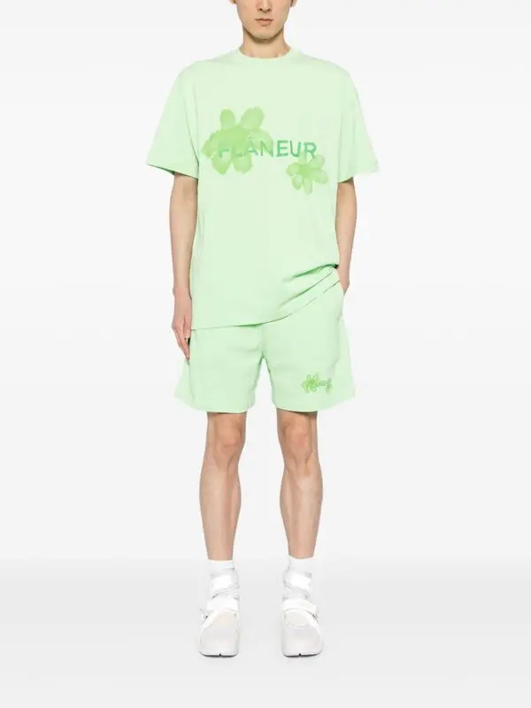 FLANEUR Watercolor Floral Cotton Shorts