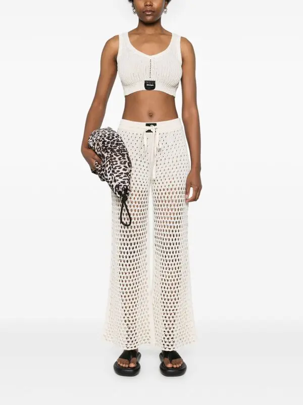 Palm Angels Sequin-embellished Open-knit Trousers