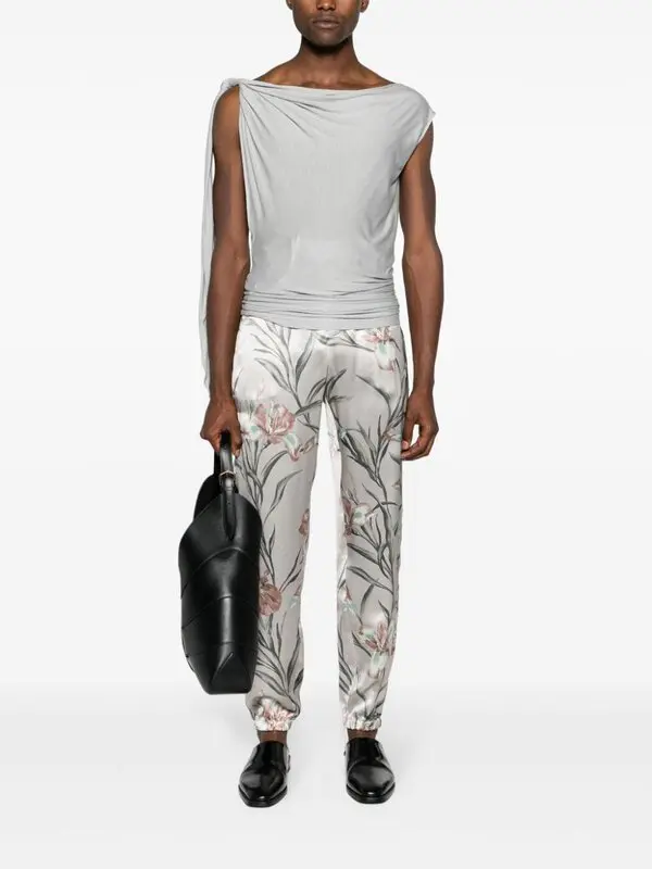 Saint Laurent Floral-print Tapered Trousers