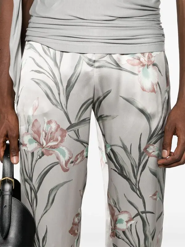 Saint Laurent Floral-print Tapered Trousers
