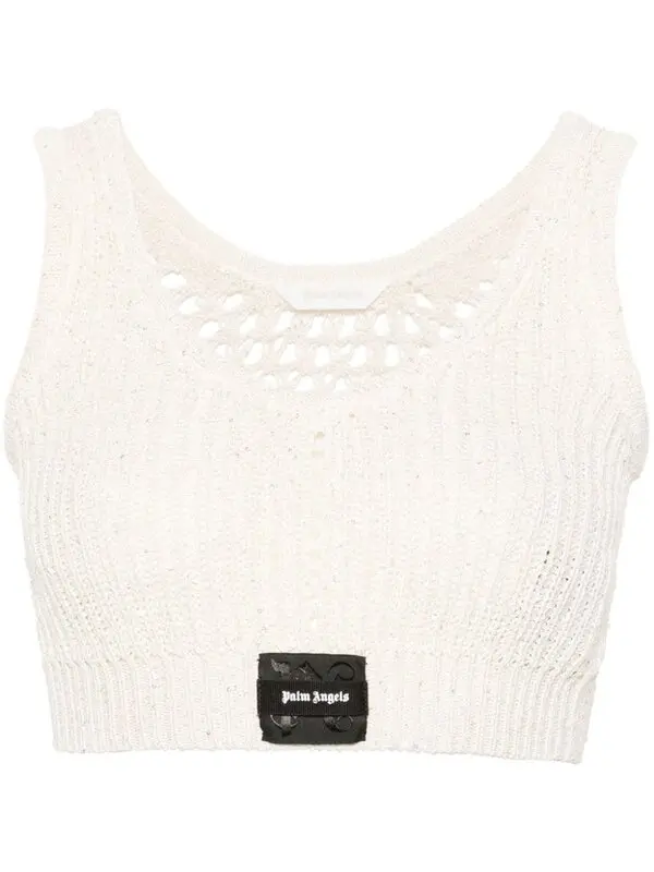 Palm Angels Sequin-embellished Knitted Crop Top