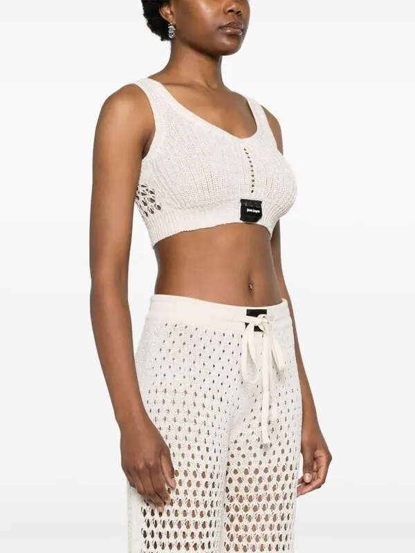 Palm Angels Sequin-embellished Knitted Crop Top