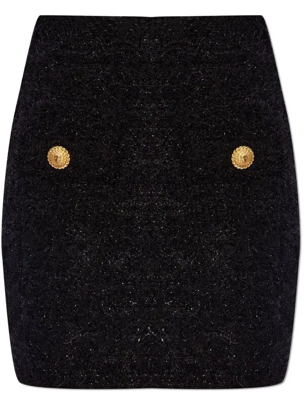 Balmain High-waisted Bouclé Miniskirt