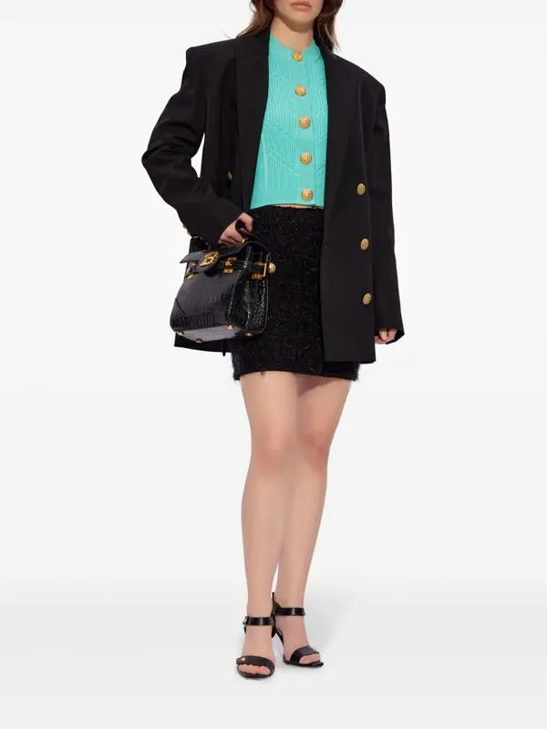 Balmain High-waisted Bouclé Miniskirt