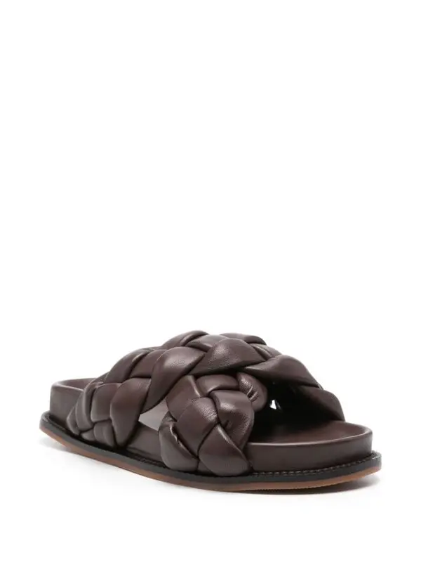 Fabiana Filippi Braided Leather Slides - Brown