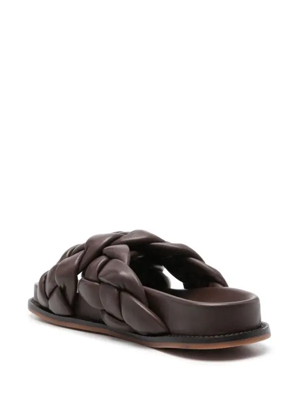 Fabiana Filippi Braided Leather Slides - Brown