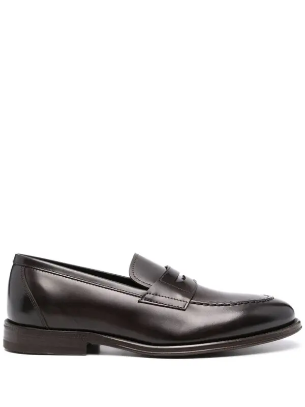 HENDERSON BARACCO Penny-slot Leather Loafers - Brown