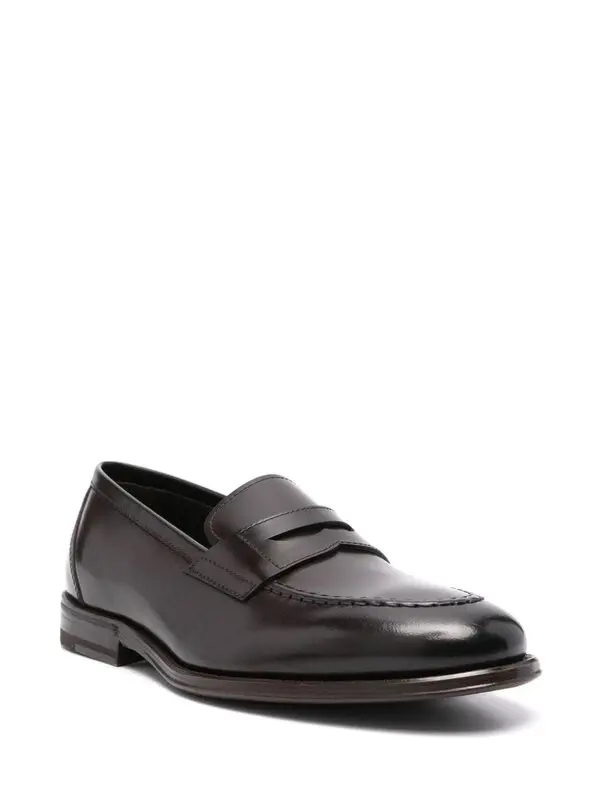 HENDERSON BARACCO Penny-slot Leather Loafers - Brown