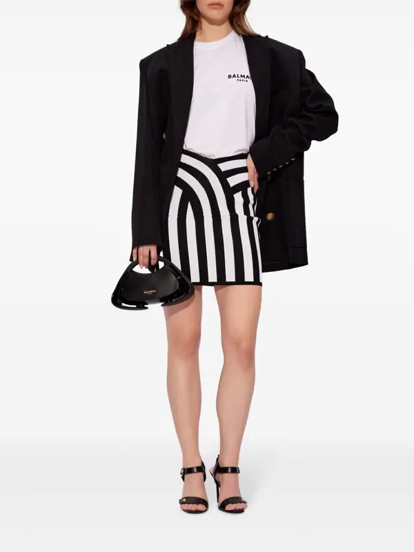 Balmain Striped Intarsia-knit Miniskirt