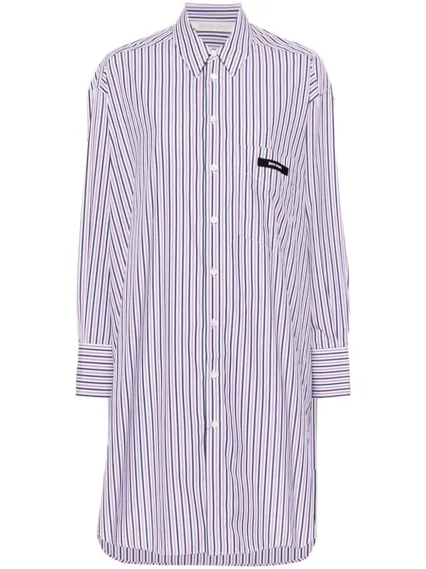 Palm Angels Striped Midi Shirt Dress