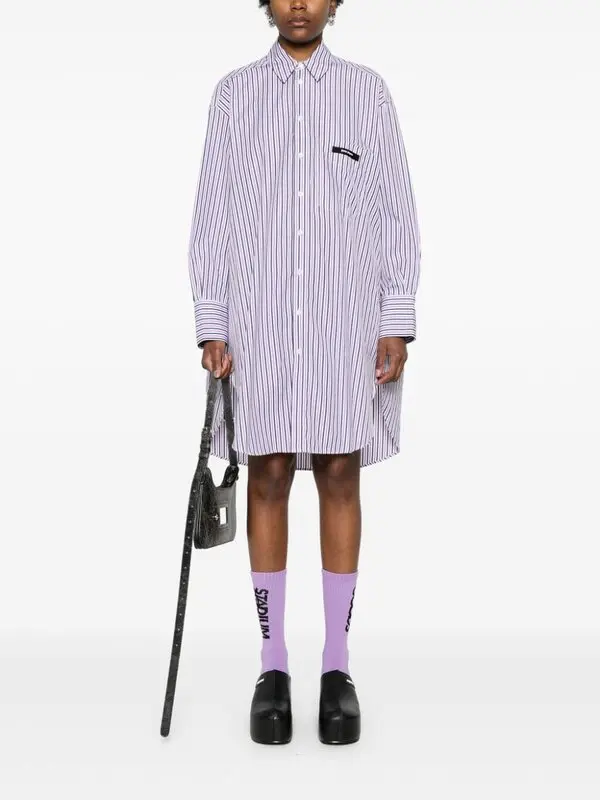 Palm Angels Striped Midi Shirt Dress