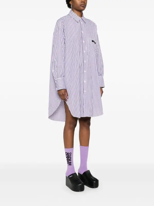 Palm Angels Striped Midi Shirt Dress