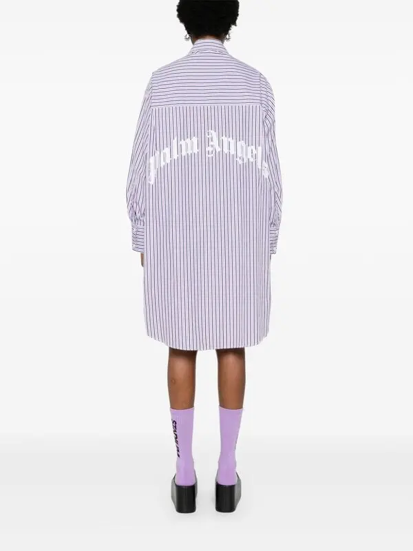 Palm Angels Striped Midi Shirt Dress