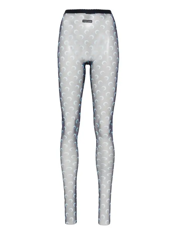MARINE SERRE Crescent Moon Print Tights - Blue