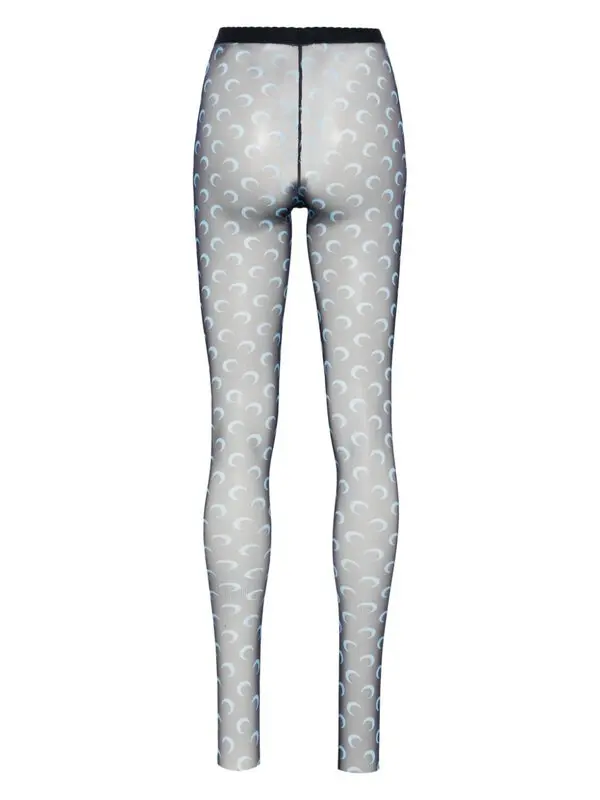 MARINE SERRE Crescent Moon Print Tights - Blue