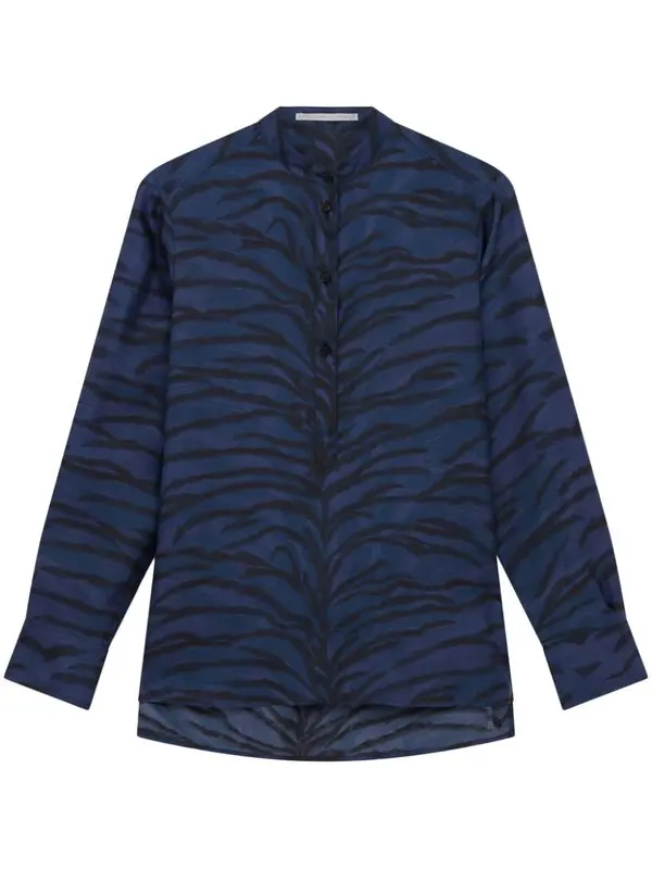 Stella McCartney Tiger-print Silk Shirt - Blue