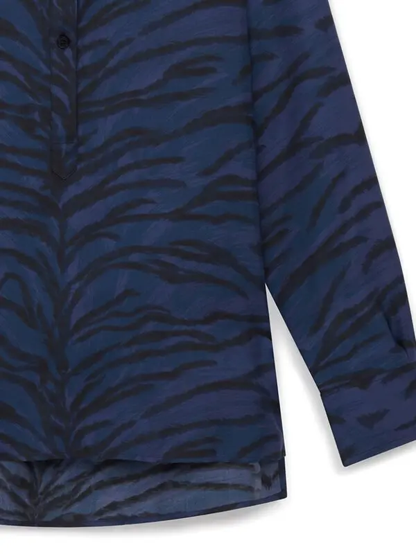 Stella McCartney Tiger-print Silk Shirt - Blue