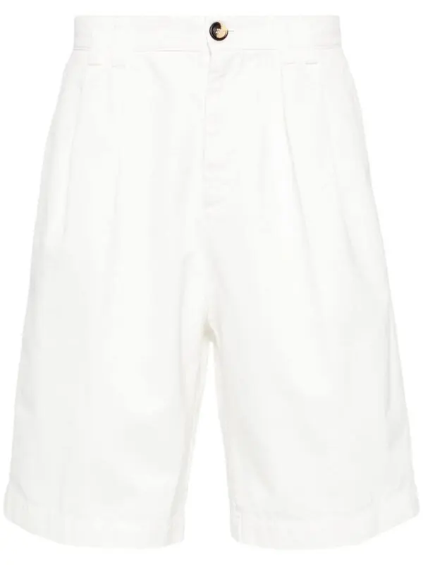 Brunello Cucinelli Pleat-detail Straight-leg Shorts - White
