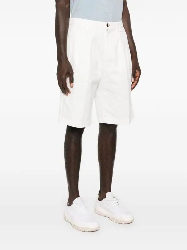 Brunello Cucinelli Pleat-detail Straight-leg Shorts - White