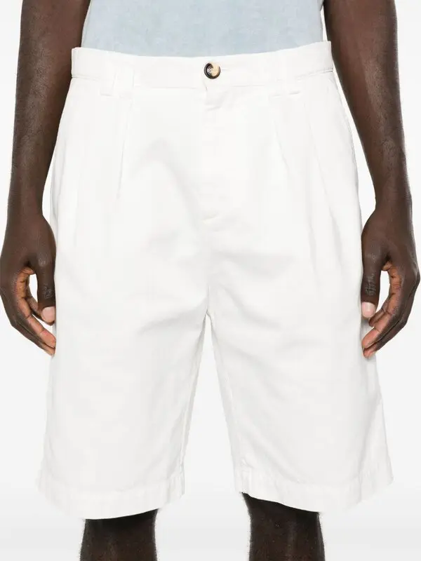 Brunello Cucinelli Pleat-detail Straight-leg Shorts - White