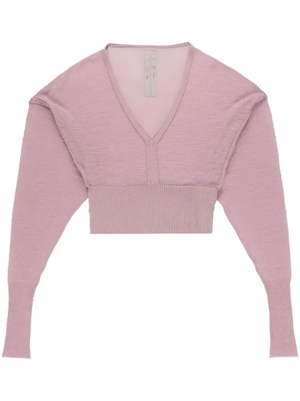 Rick Owens Semi-sheer V-neck Cropped Jumper