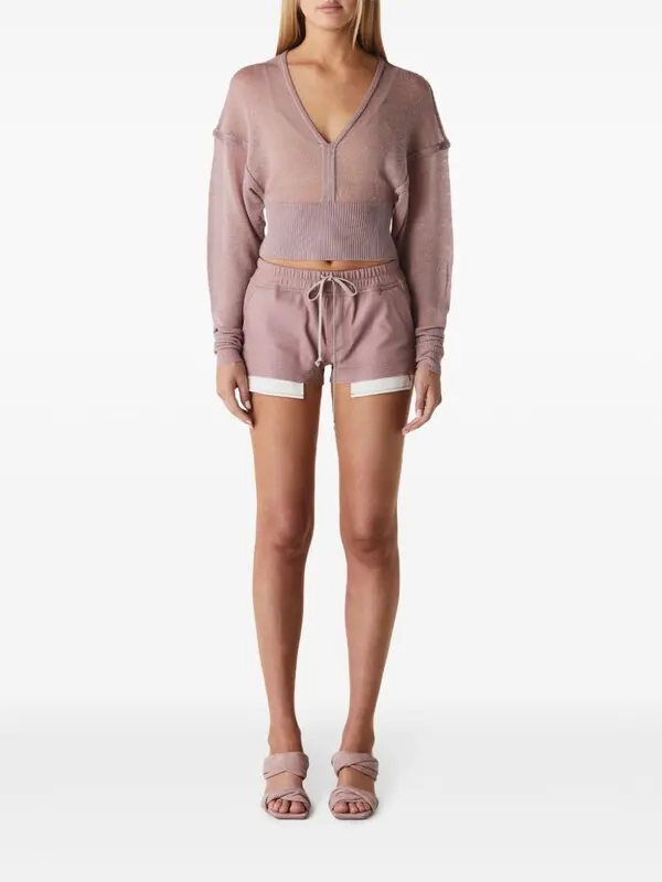 Rick Owens Semi-sheer V-neck Cropped Jumper