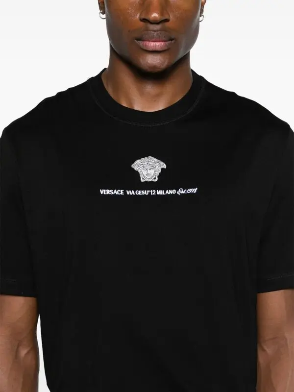 Versace Embroidered Cotton-jersey T-shirt
