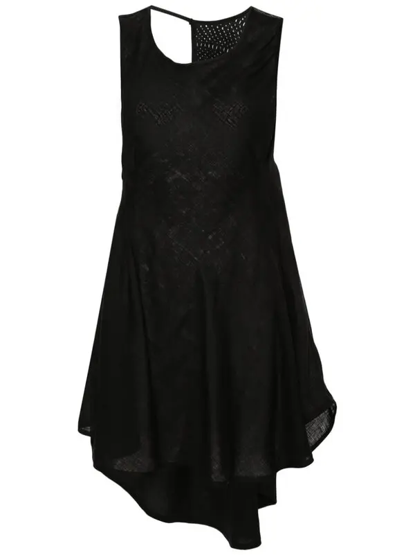 Maurizio Mykonos Linen Asyetric Ini Dress In Black - 53% Off