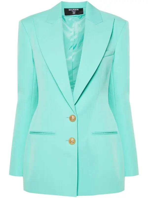Balmain Virgin Wool Single-breasted Blazer - Blue
