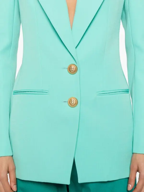 Balmain Virgin Wool Single-breasted Blazer - Blue