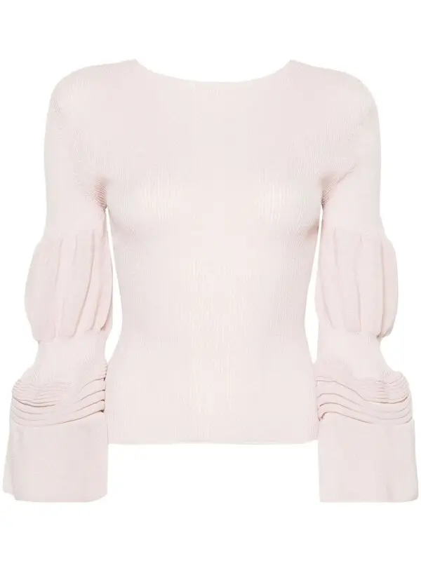 Issey Miyake Bell-sleeves Ribbed-knit Top