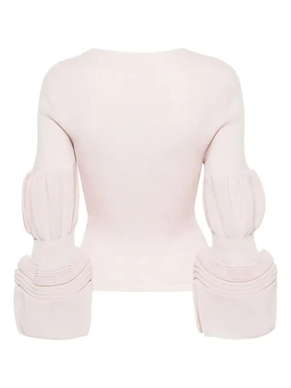 Issey Miyake Bell-sleeves Ribbed-knit Top