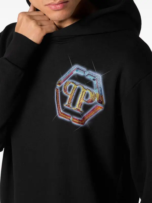 Philipp Plein Embellished Logo-print Hoodie - Black