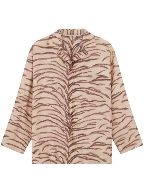 Stella McCartney Tiger-print Silk Pajama Shirt