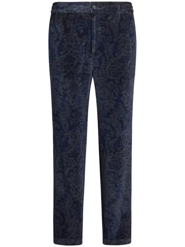 Etro Paisley Jacquard Slim-cut Trousers - Blue