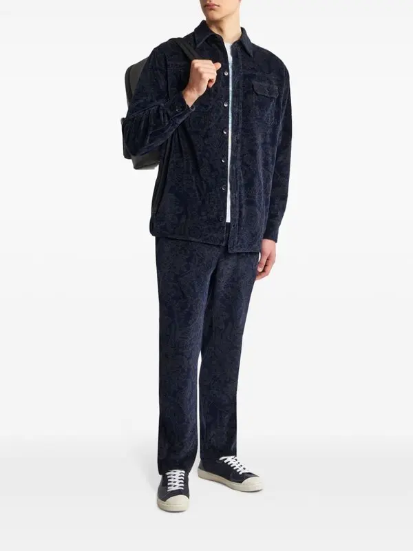 Etro Paisley Jacquard Slim-cut Trousers - Blue