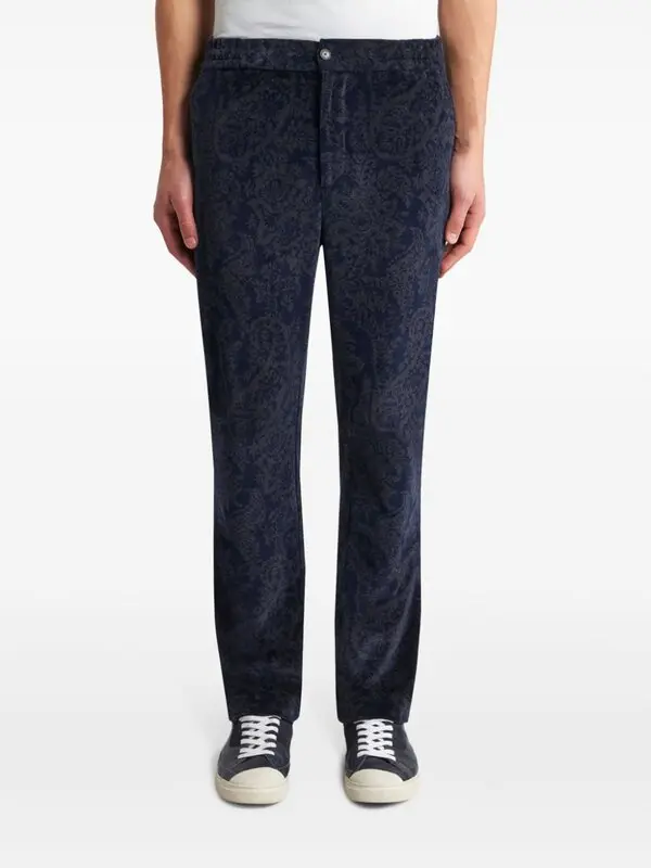 Etro Paisley Jacquard Slim-cut Trousers - Blue