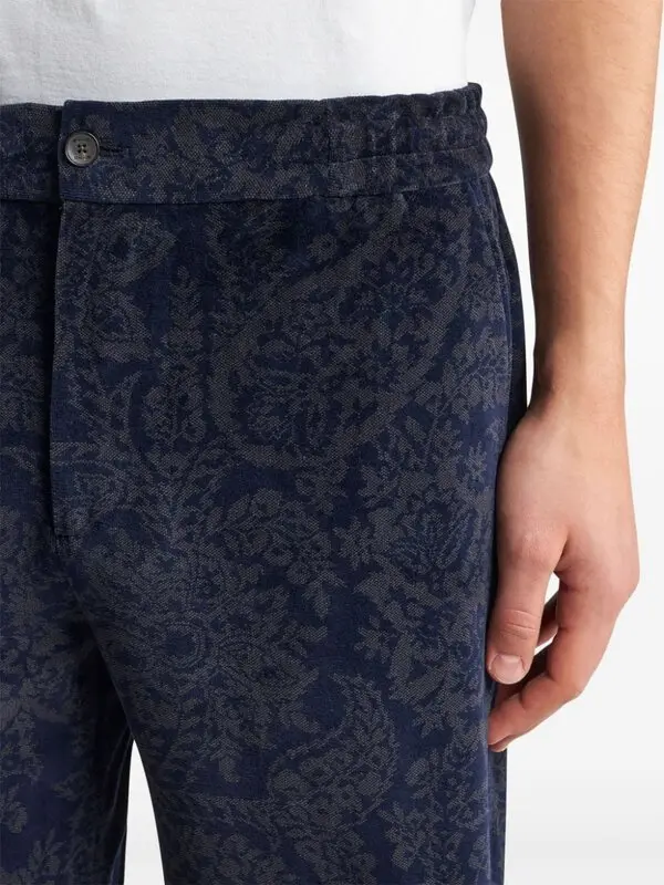 Etro Paisley Jacquard Slim-cut Trousers - Blue